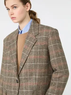 Max Mara Prince Of Wales Check Wool Single-breasted Blazer
