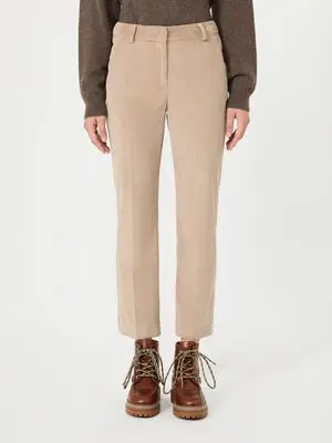 Max Mara Cotton Velvet Cropped Trousers - Sand