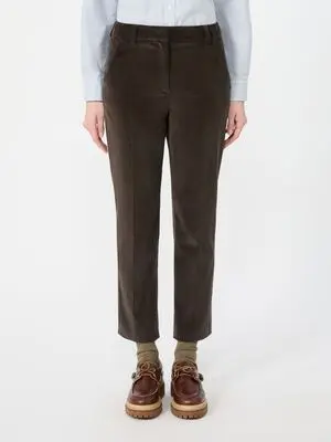Max Mara Cotton Needlecord Cropped Trousers - Dark Brown
