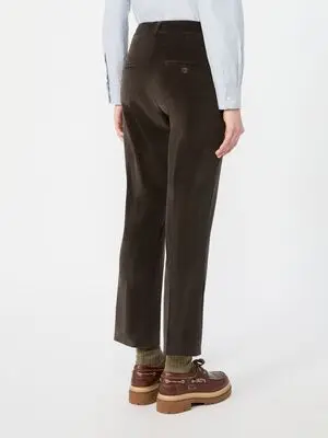 Max Mara Cotton Needlecord Cropped Trousers - Dark Brown