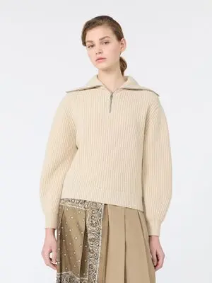 Max Mara Wool Zip-up Roll-neck Jumper