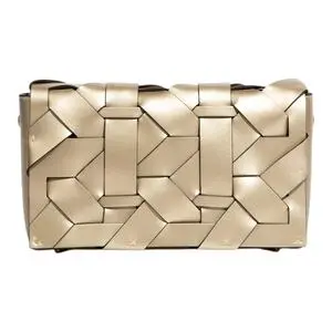 THE BAG ICON Zenobia Woven Clutch - Gold