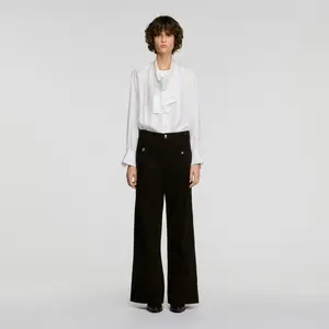 Sandro Velvet Straight-leg Trousers