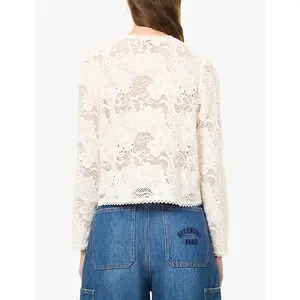 ME+EM Collarless Cotton-lace Jacket