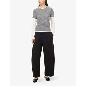 ME+EM Double-layered Striped Cotton T-shirt
