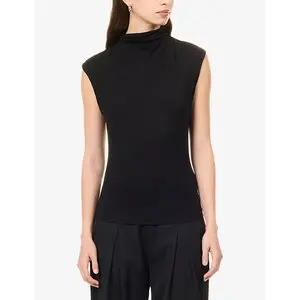 ME+EM High-neck Draped Jersey Top