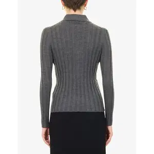 NACKIYE Long-sleeve Wool Polo Top