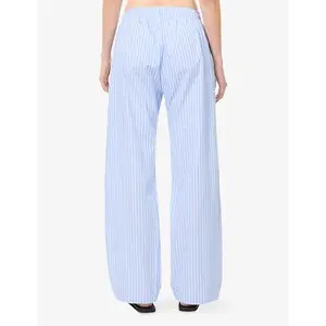 SPORTY & RICH Brand-patch Striped Cotton Pyjama Trousers