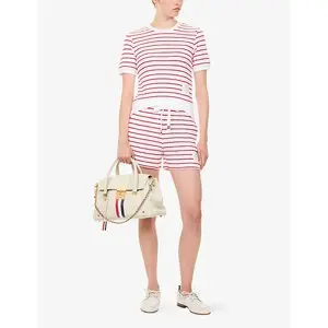 Thom Browne Striped Short-sleeve Cotton-knit Top