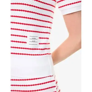 Thom Browne Striped Short-sleeve Cotton-knit Top