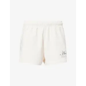 SPORTY & RICH Ny Health Disco Cotton Shorts - Ecru