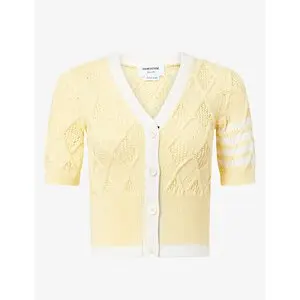 Thom Browne V-neck Cable-knit Cardigan - Light Yellow
