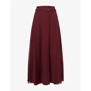 Gabriela Hearst Dugald Belted Silk Midi Skirt