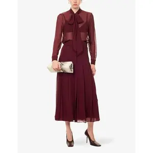 Gabriela Hearst Dugald Belted Silk Midi Skirt