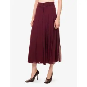 Gabriela Hearst Dugald Belted Silk Midi Skirt