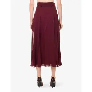 Gabriela Hearst Dugald Belted Silk Midi Skirt