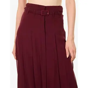 Gabriela Hearst Dugald Belted Silk Midi Skirt