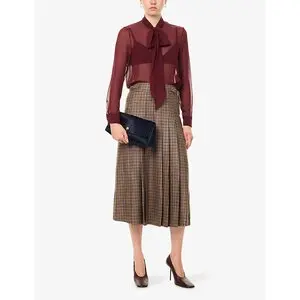 Gabriela Hearst Checked Wool-blend Midi Skirt
