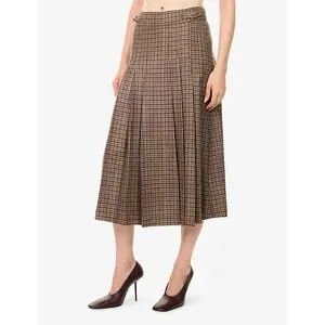 Gabriela Hearst Checked Wool-blend Midi Skirt