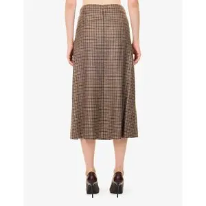 Gabriela Hearst Checked Wool-blend Midi Skirt
