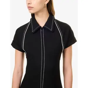 ME+EM Contrast-stitch Fit-and-flare Jersey Midi Dress