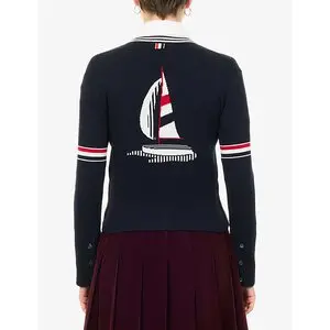 Thom Browne Sailboat Striped Cotton Cardigan