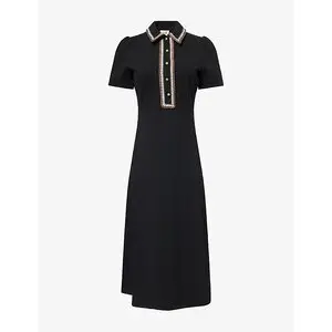 ME+EM Textured Fit-and-flare Jersey Midi Dress