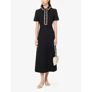 ME+EM Textured Fit-and-flare Jersey Midi Dress