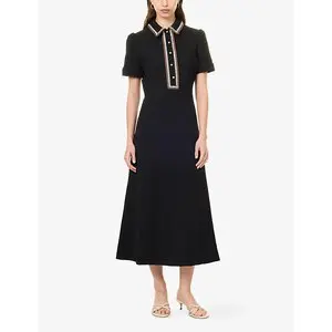 ME+EM Textured Fit-and-flare Jersey Midi Dress