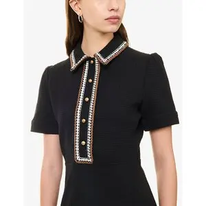 ME+EM Textured Fit-and-flare Jersey Midi Dress