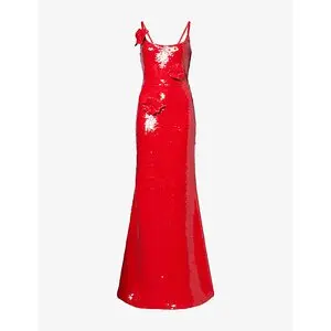 David Koma Flower-embellished Sequinned Gown