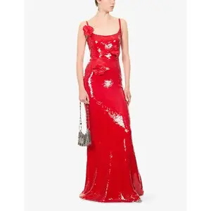 David Koma Flower-embellished Sequinned Gown