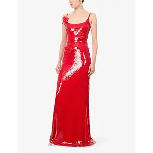 David Koma Flower-embellished Sequinned Gown