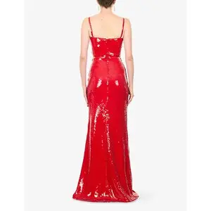 David Koma Flower-embellished Sequinned Gown