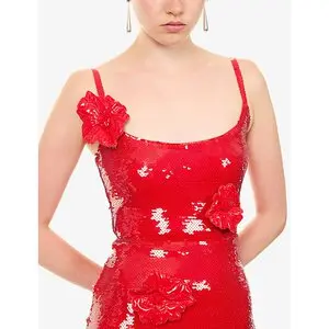 David Koma Flower-embellished Sequinned Gown