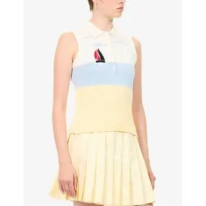 Thom Browne Nantucket Scenic-embroidered Cotton Vest Top