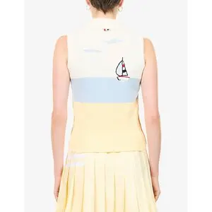 Thom Browne Nantucket Scenic-embroidered Cotton Vest Top
