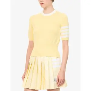 Thom Browne Hector Intarsia-stripe Cotton-knit Top - Light Yellow