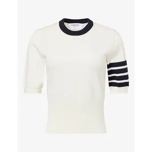 Thom Browne Hector Intarsia-stripe Cotton-knit Top - White