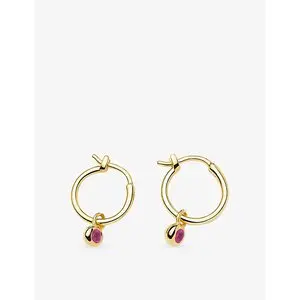 MISSOMA July Birthstone Mini Charm 18ct Yellow Plated Brass And Ruby Hoop Earrings - Gold
