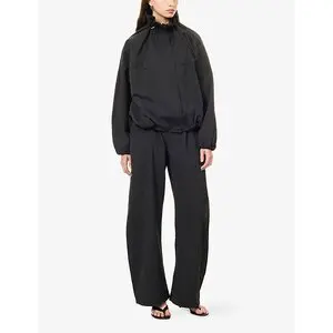 THE COUTURE CLUB Micro-check Drawstring-hem Shell Trousers