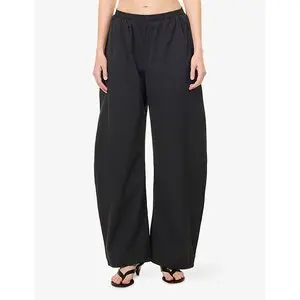 THE COUTURE CLUB Micro-check Drawstring-hem Shell Trousers