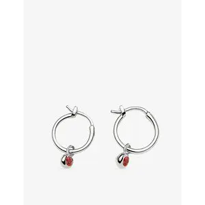 MISSOMA Birthstone Mini Charm Plated Brass And Garnet Hoop Earrings - Silver