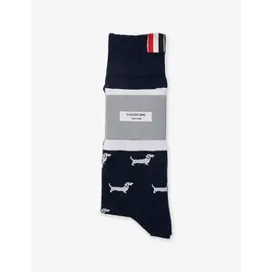 Thom Browne Hector Cotton-blend Mid-calf Socks - Navy