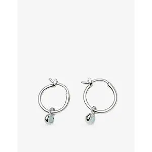MISSOMA March Birthstone Mini Charm Plated Brass And Aquamarine Hoop Earrings - Silver