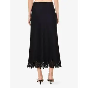ME+EM Lace-trim Satin Maxi Skirt