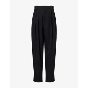 Bottega Veneta Pleated Straight-leg Wool Trousers - Double Black