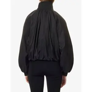THE COUTURE CLUB Funnel-neck Ruched-hem Shell Bomber Jacket