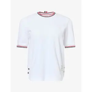 Thom Browne Contrast-stripe Trims Cotton Piqué Top
