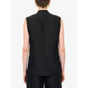 Le Kasha Wool-blend Sleeveless Stand-collar Shirt